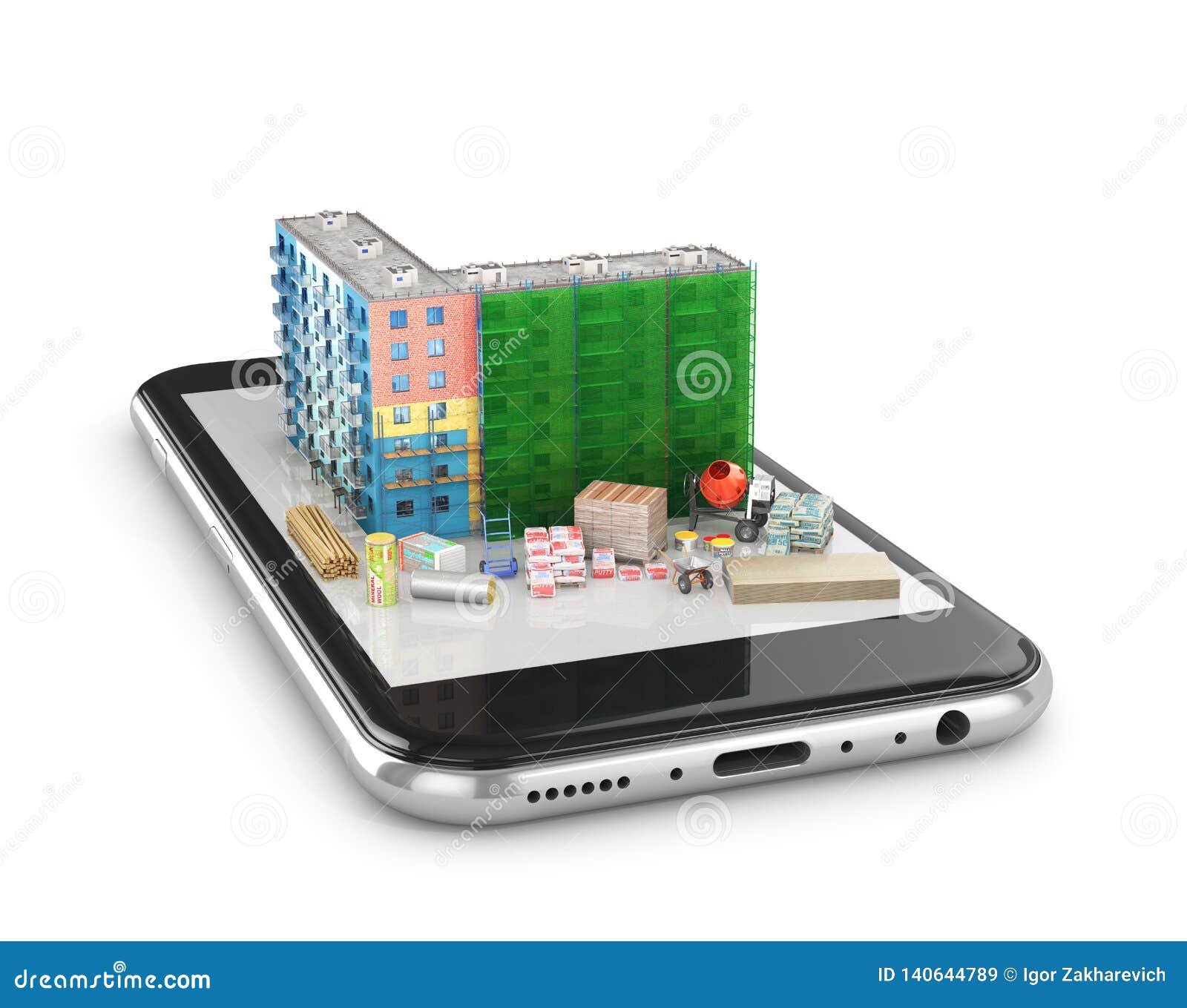 Mobile Phone on Which There is a Mockup of Construction Materials ...
