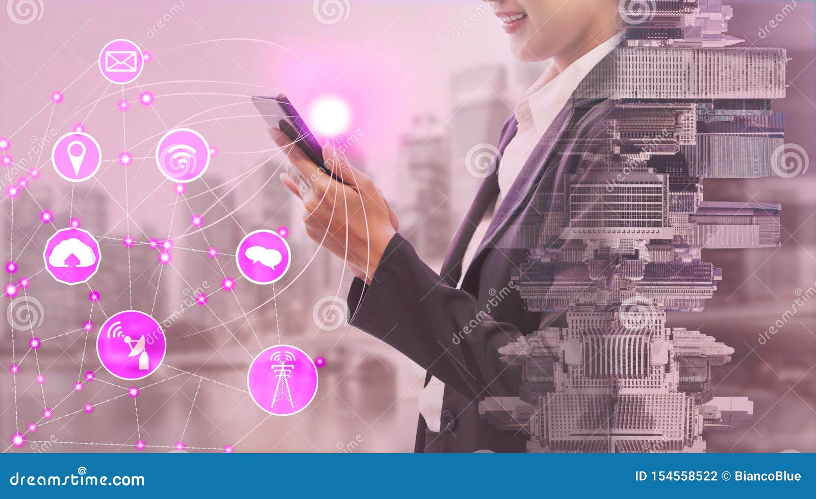 Mobile Phone and Wireless Communication Concept Stock Photo - Image of ...