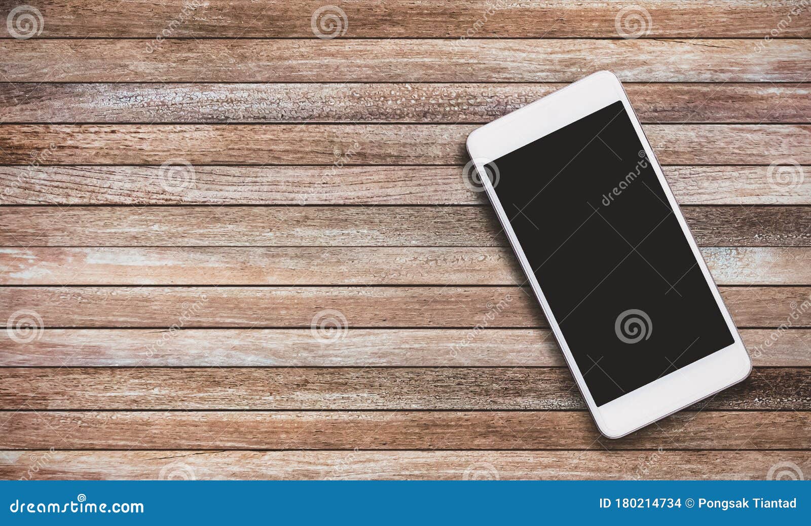 Mobile Phone is on a Wooden Plank Floor with Copy Space for Your Text ...
