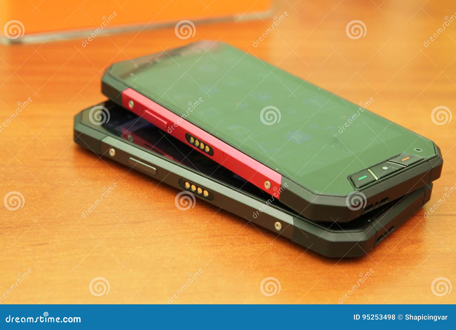 Mobile Phone on a Wooden Table Stock Photo - Image of table, space ...
