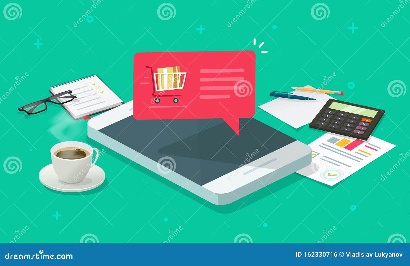 Mobile Phone on Working Desktop Table and Ecommerce Internet Store ...