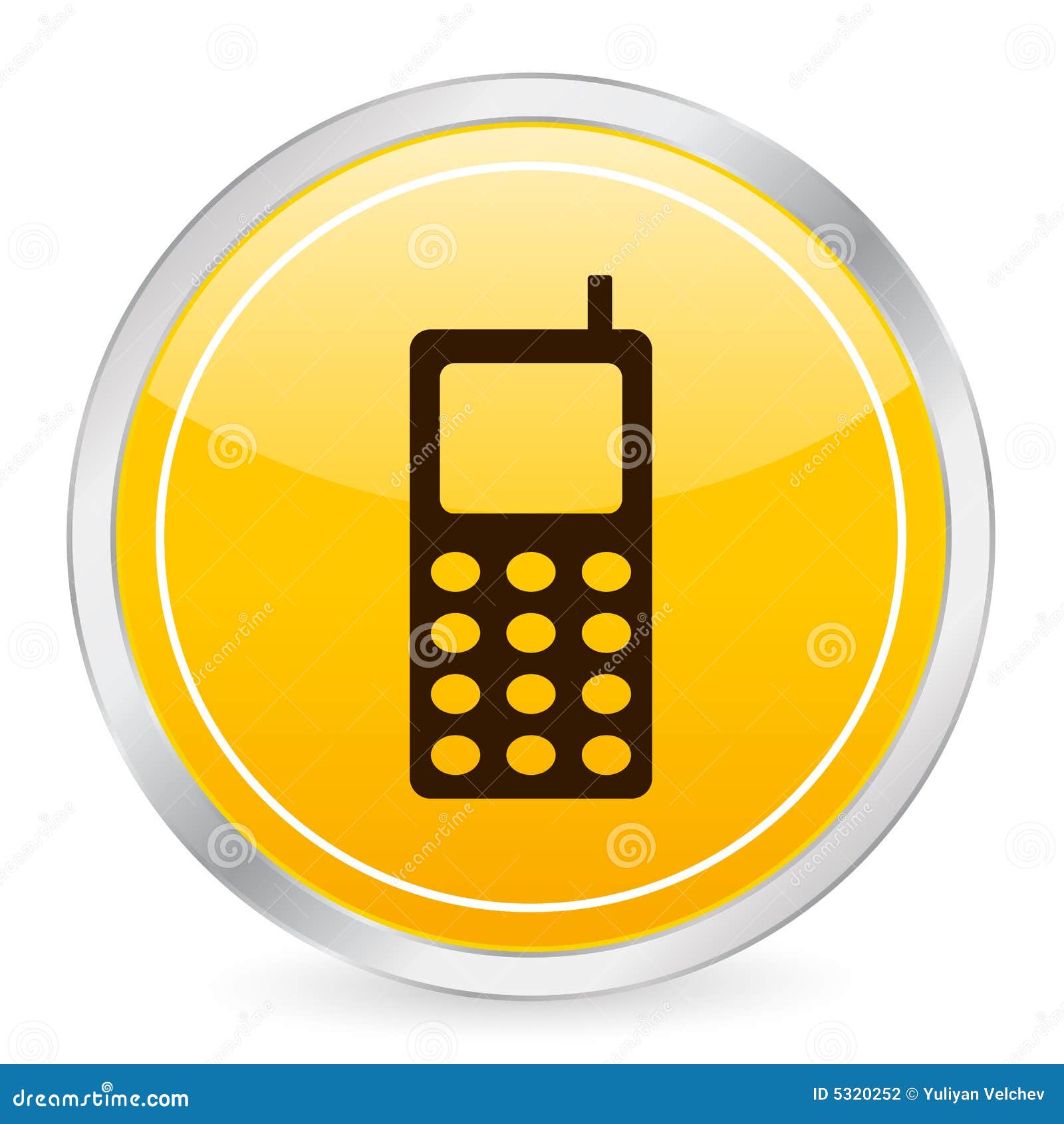 Mobile Phone Yellow Circle Ico Stock Vector - Illustration of rounded ...