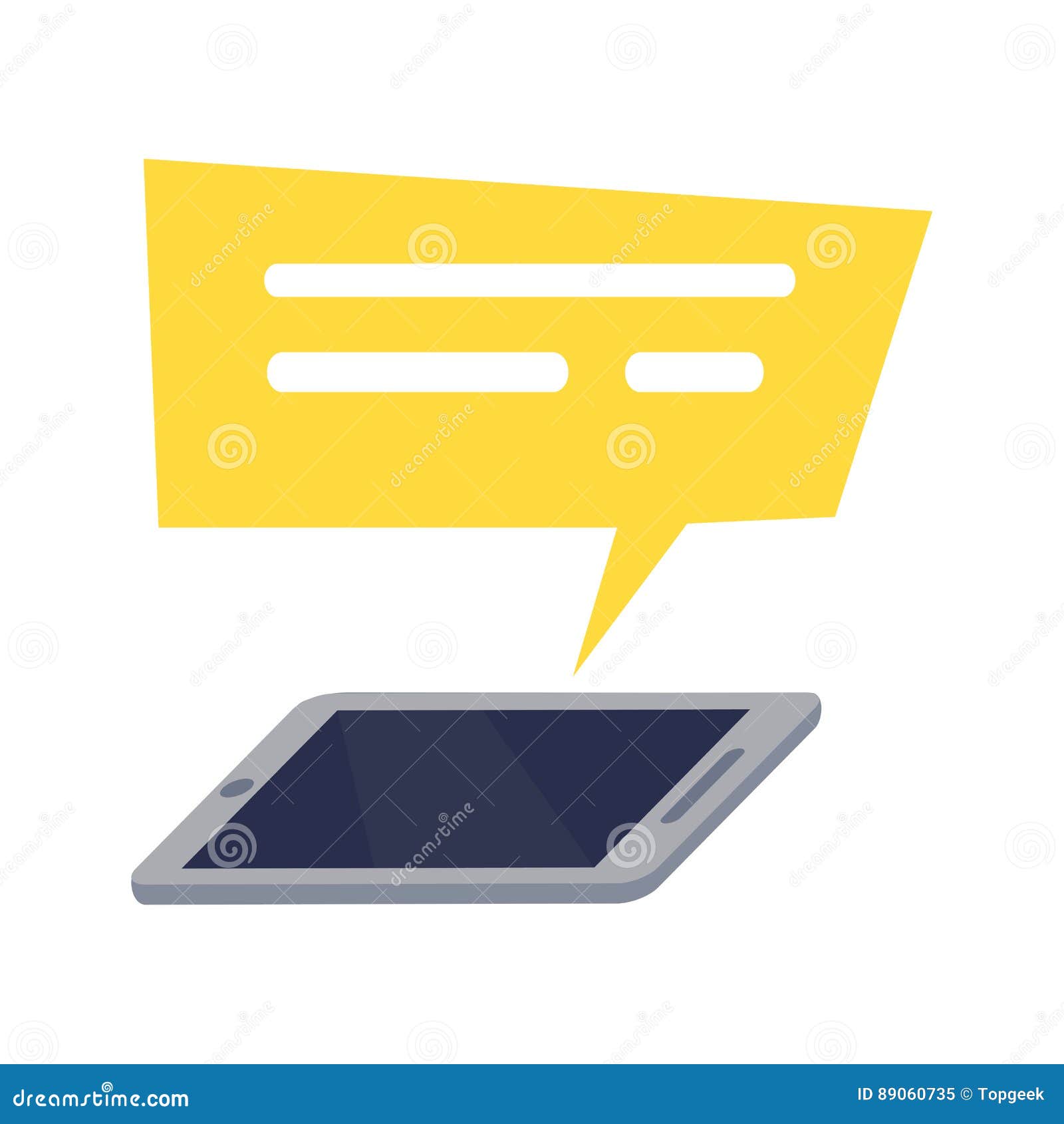 Mobile Phone with Yellow Rectangle Speech Icon Stock Vector ...