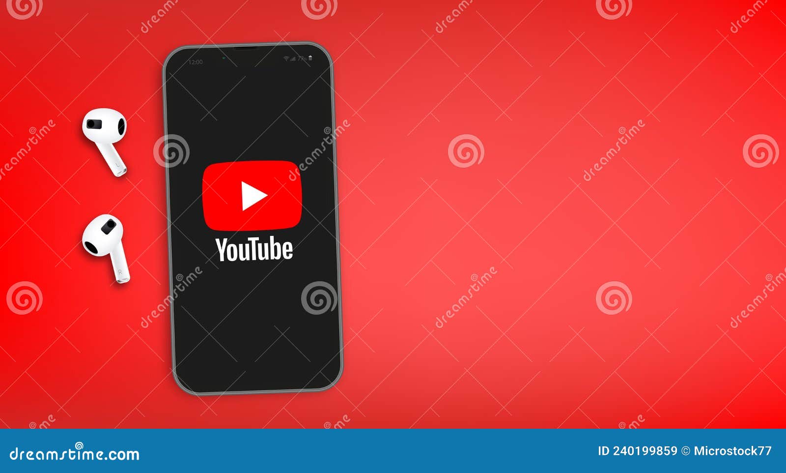 Mobile Phone with Youtube App, Vector Editorial Illustration Editorial ...