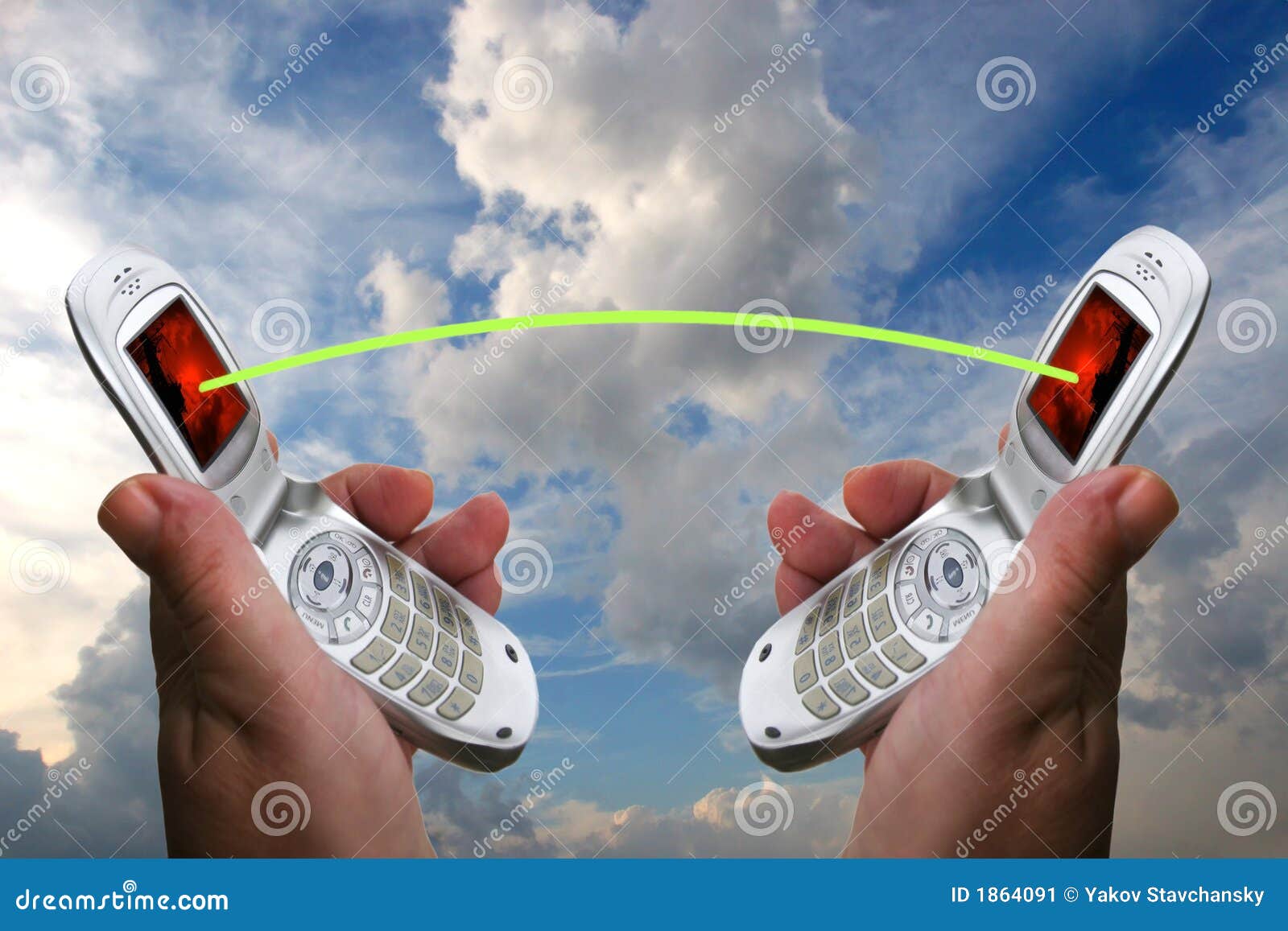 Mobile phones connect. stock image. Image of mobile, phone - 1864091