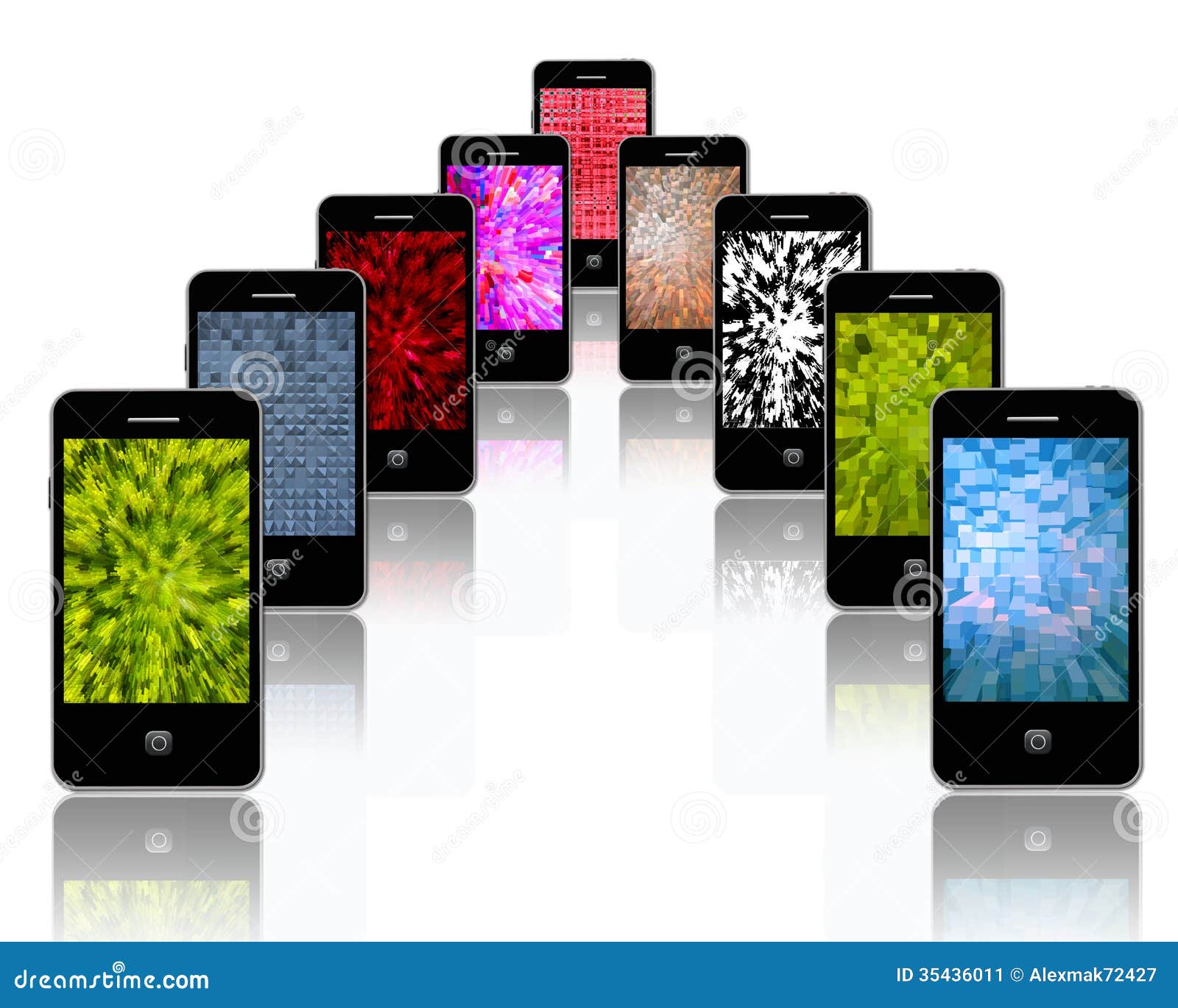 Mobile Phones with Different Abstract Textures Stock Illustration ...