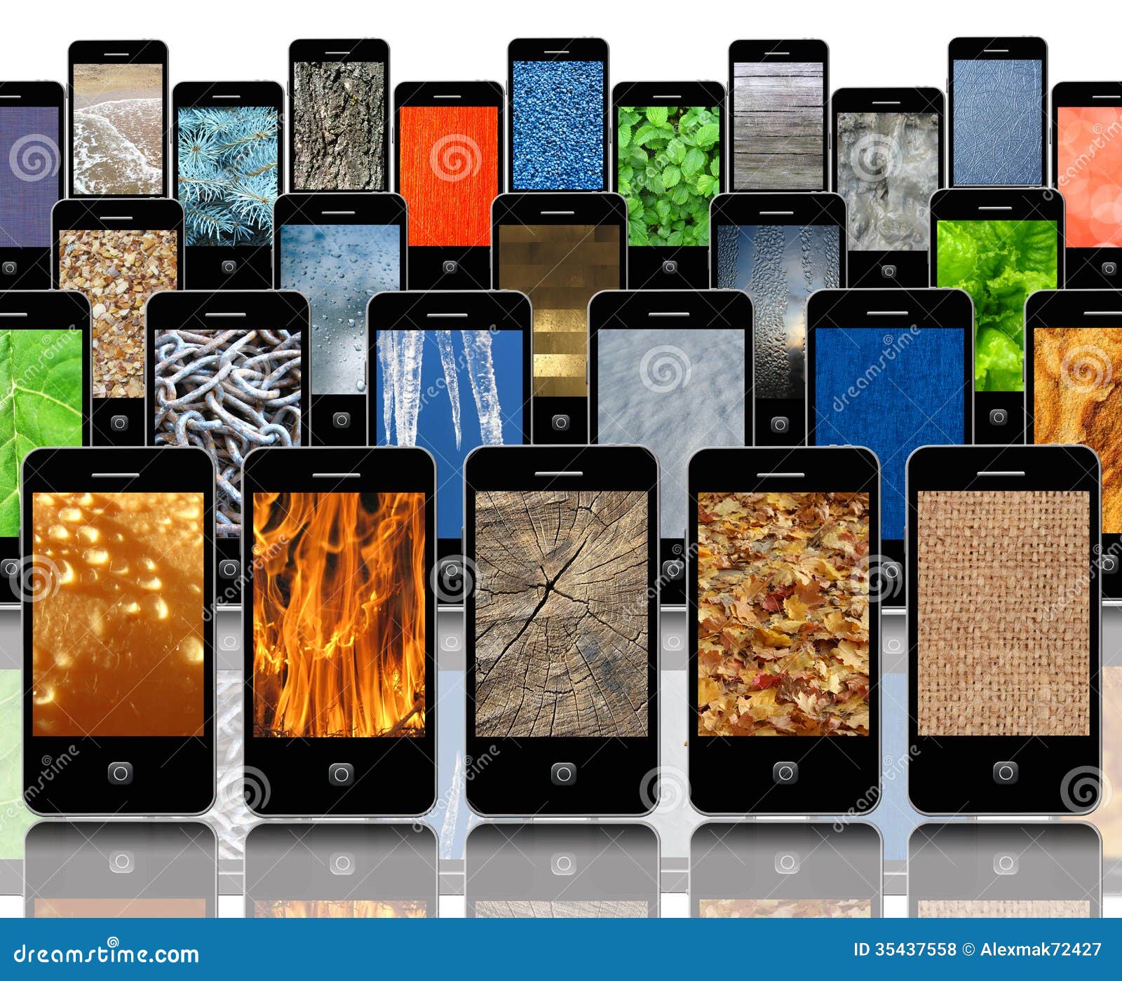 Mobile Phones with Different Abstract Textures Stock Photo - Image of ...