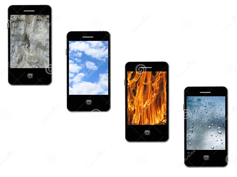 Mobile Phones with Different Elements on the White Stock Image - Image ...