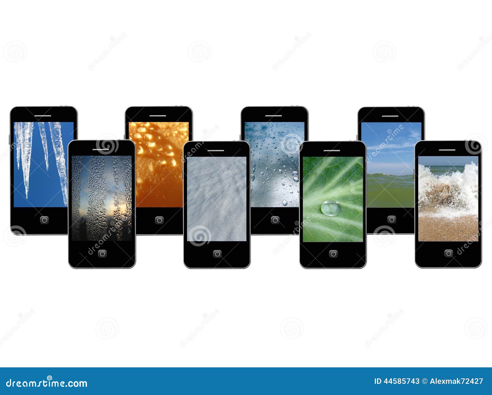 Mobile Phones with Different Phases of Water Stock Image - Image of ...
