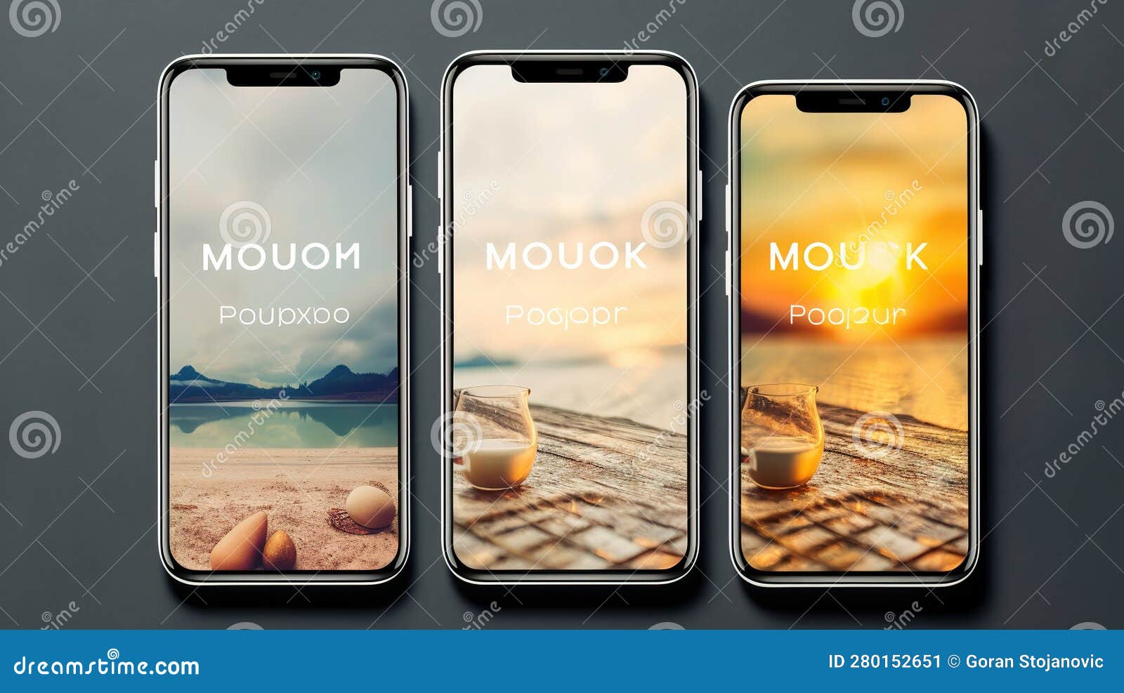 Mobile Phones Mockup 3 Pieces Stock Illustration - Illustration of ...