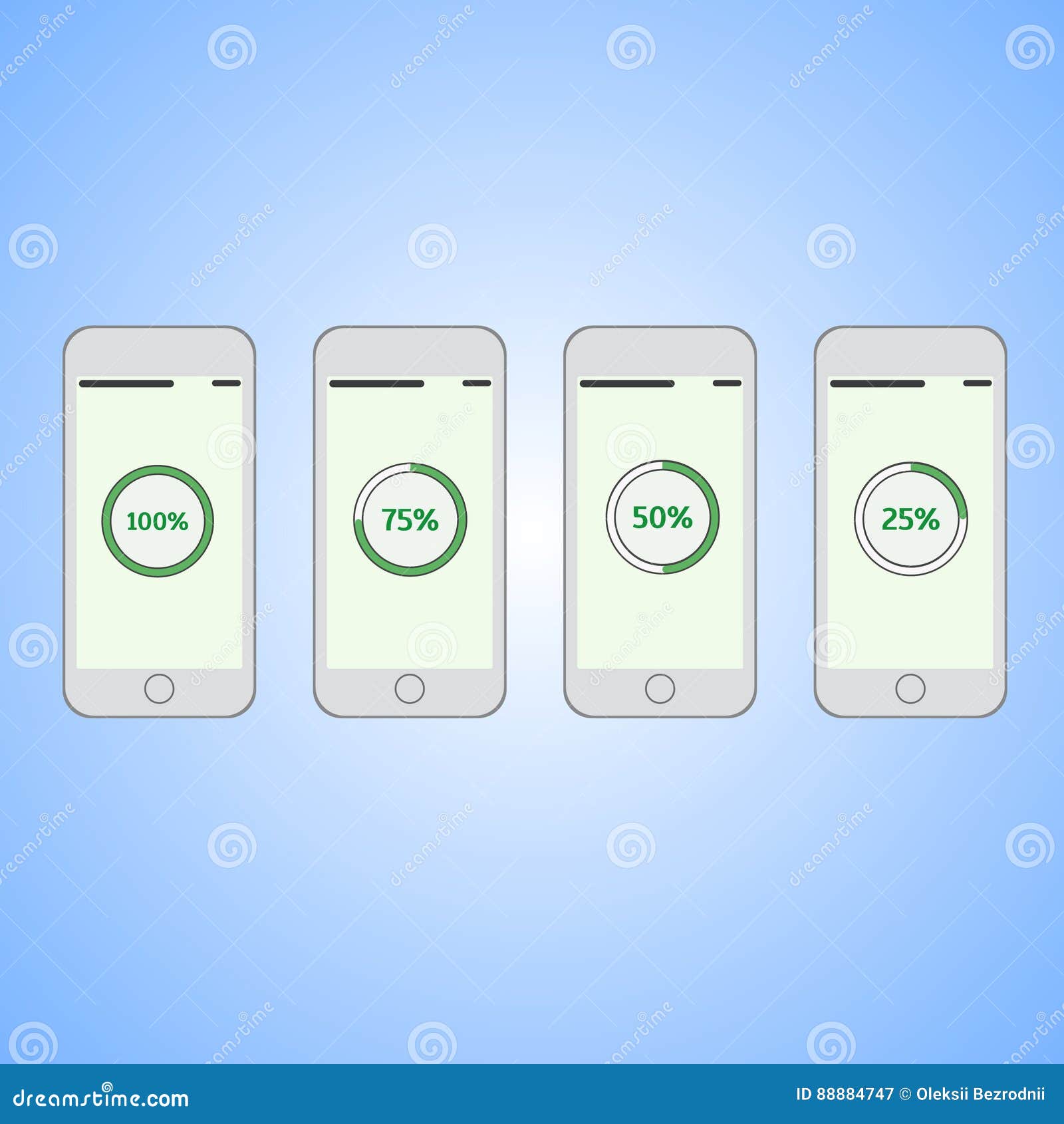 Mobile Phones with Round Loading Bar on the Screen Stock Vector ...