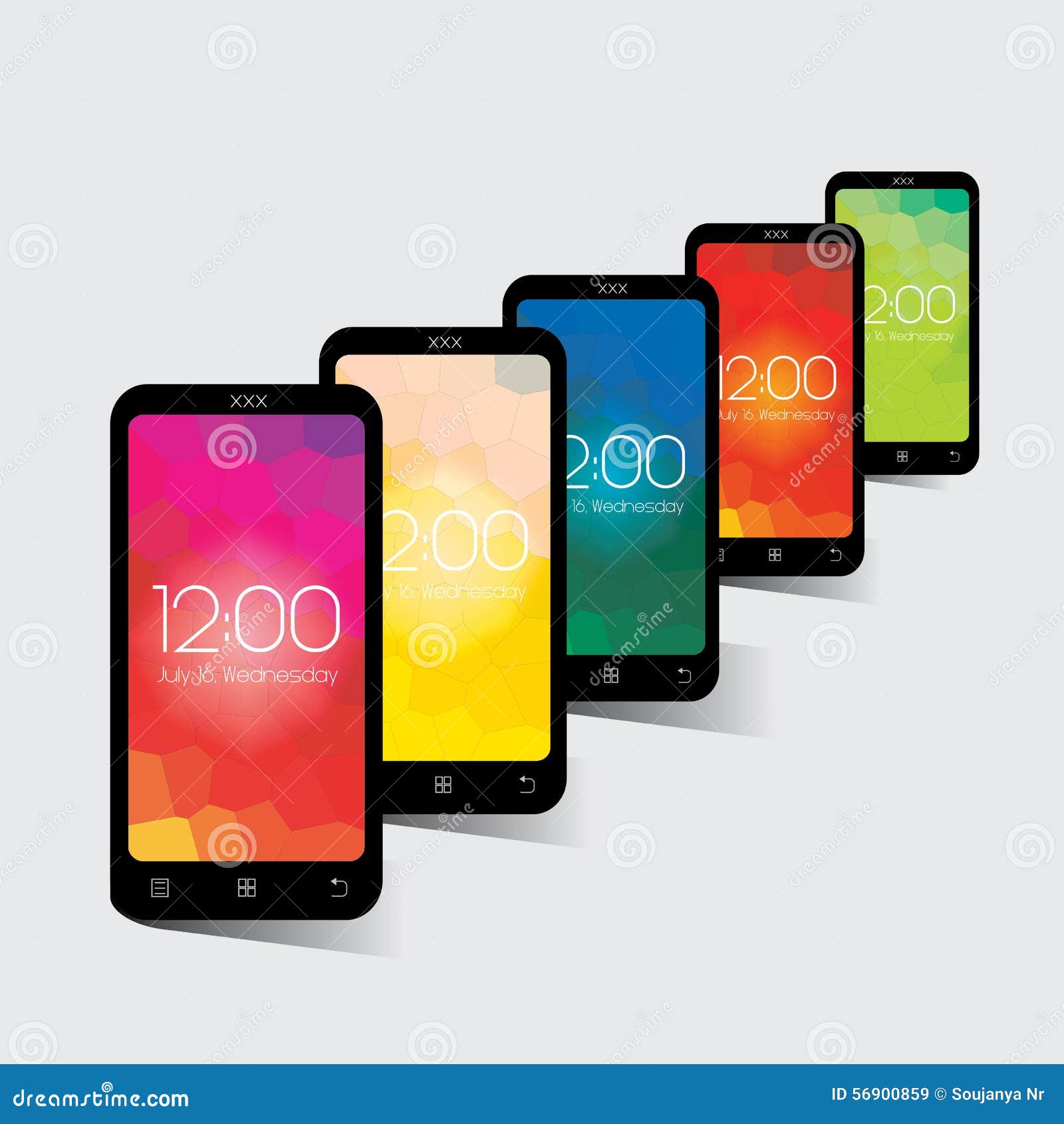Mobile Phones - a Set of Five Stock Illustration - Illustration of ...