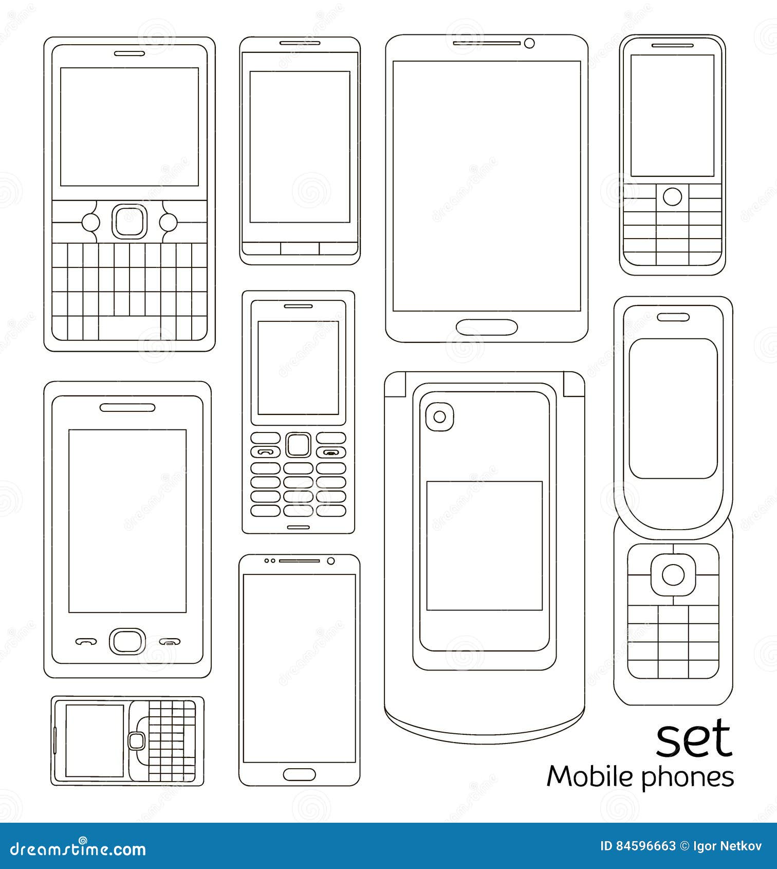 Mobile phones set stock vector. Illustration of cell - 84596663