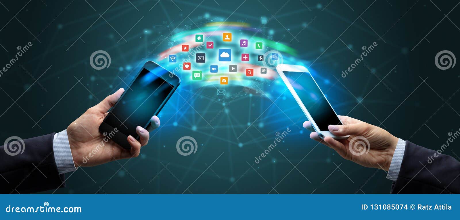 Mobile Phones Syncing Application Stock Photo - Image of mobile, phones ...