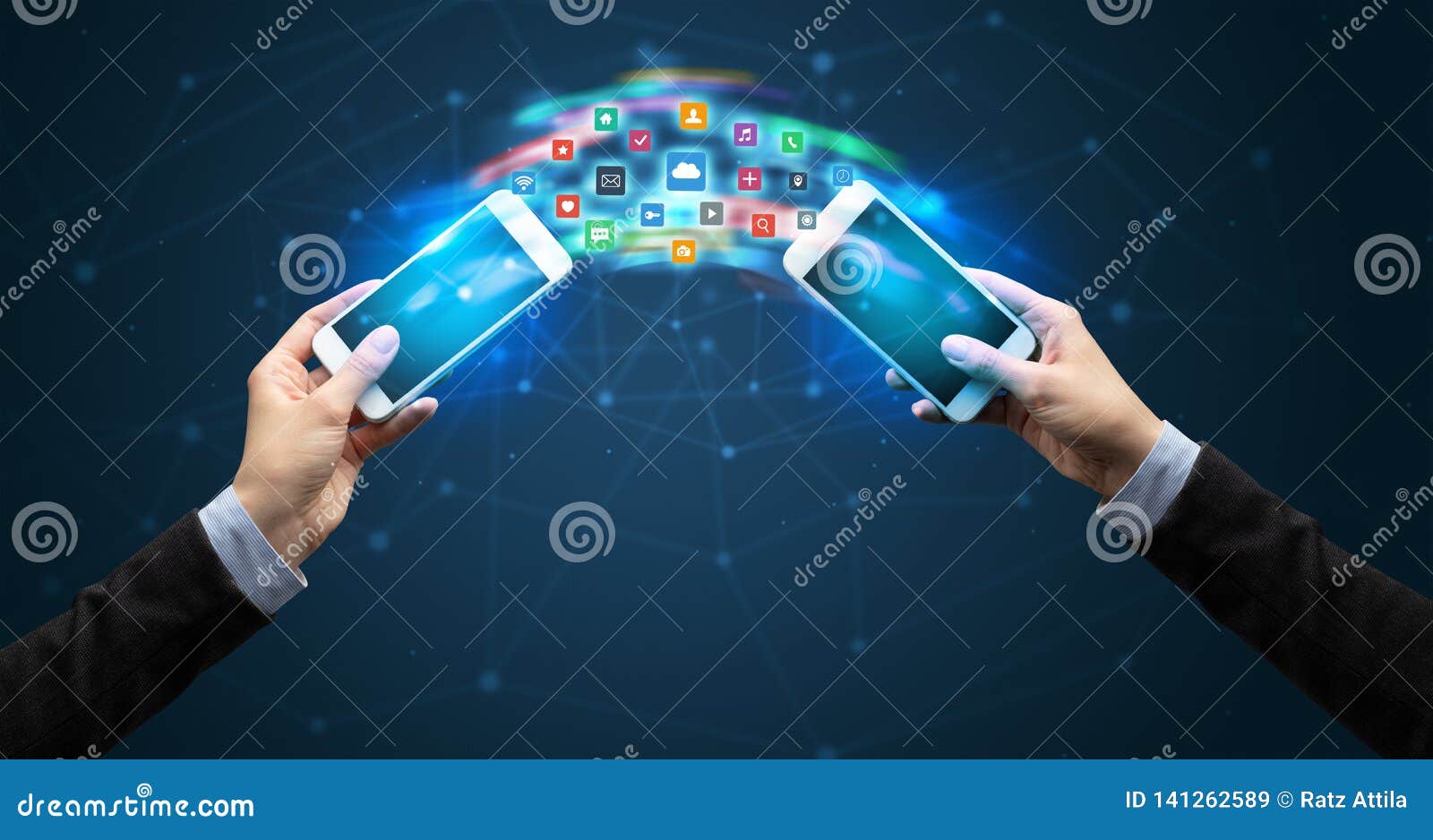 Mobile Phones Syncing Application Stock Image - Image of phone, message ...