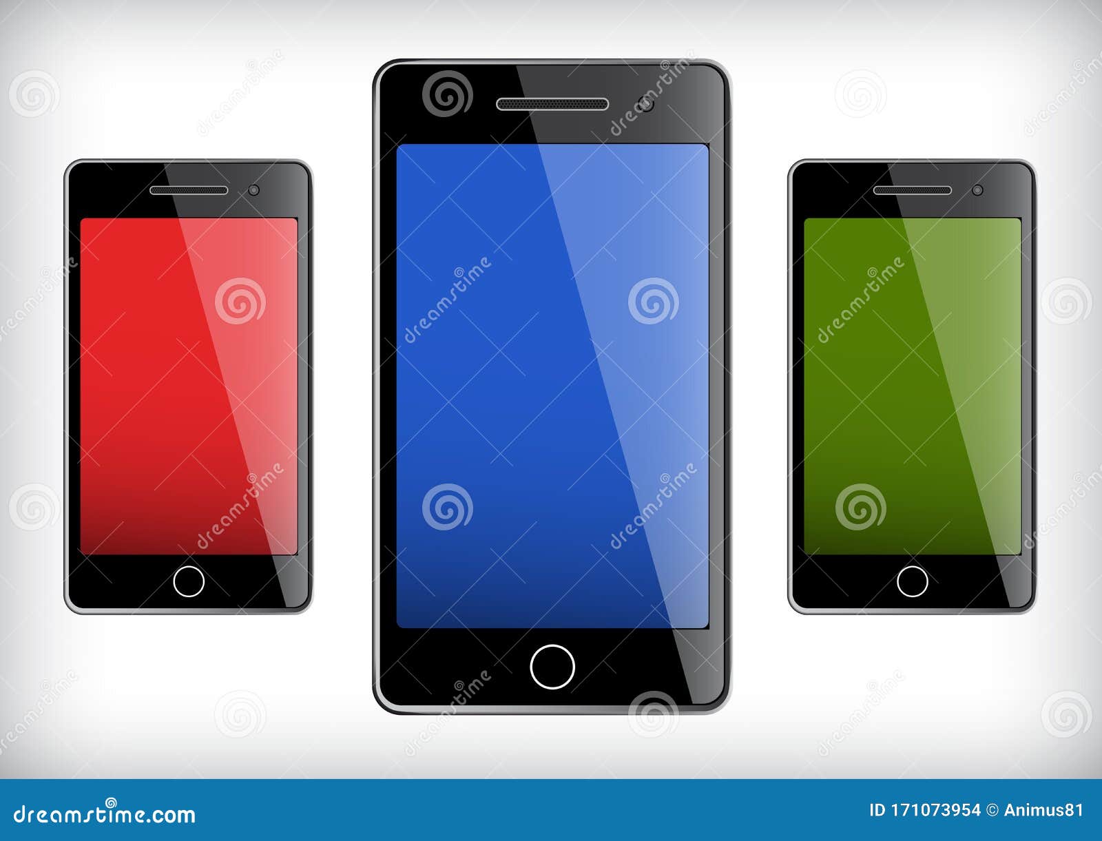 Three mobile phones stock vector. Illustration of information - 171073954