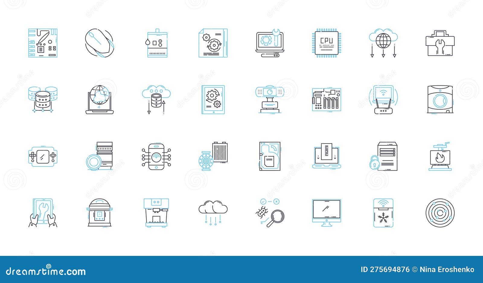 Mobile Phs Linear Icons Set. Android, Battery, Bluetooth, Camera ...