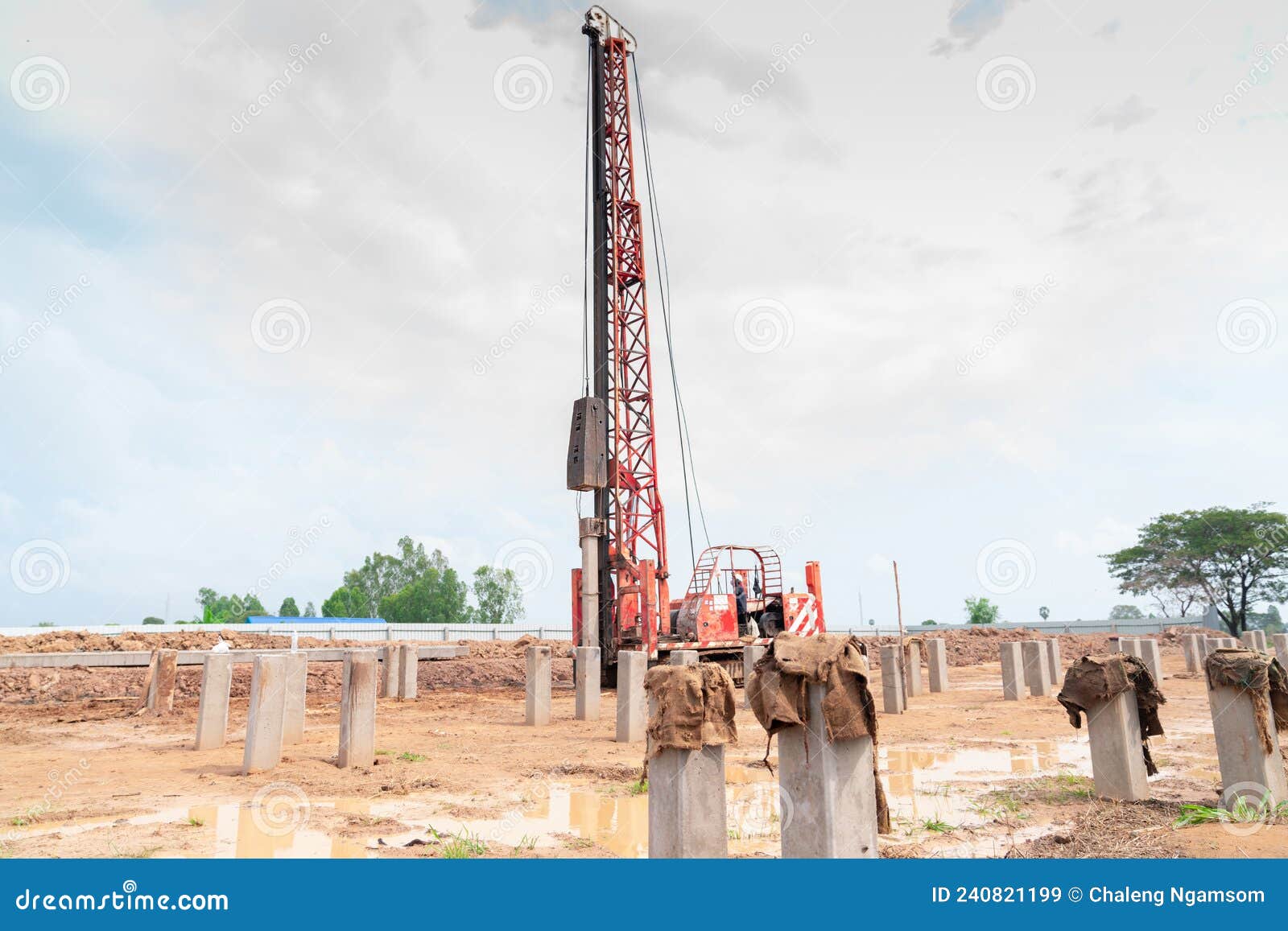 Mobile Pile Driver Hit Concrete Pilling for Base Building Stock Image ...