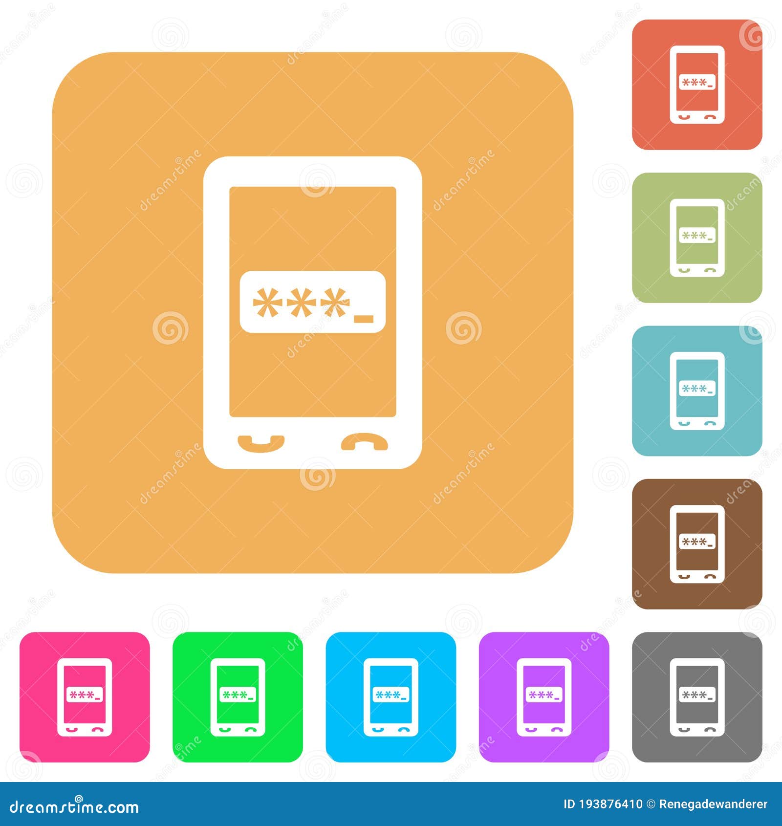 Mobile Pin Code Rounded Square Flat Icons Stock Illustration ...