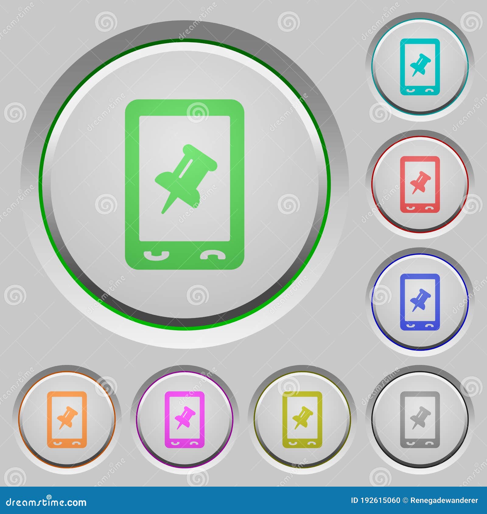 Mobile Pin Data Push Buttons Stock Vector - Illustration of answering ...