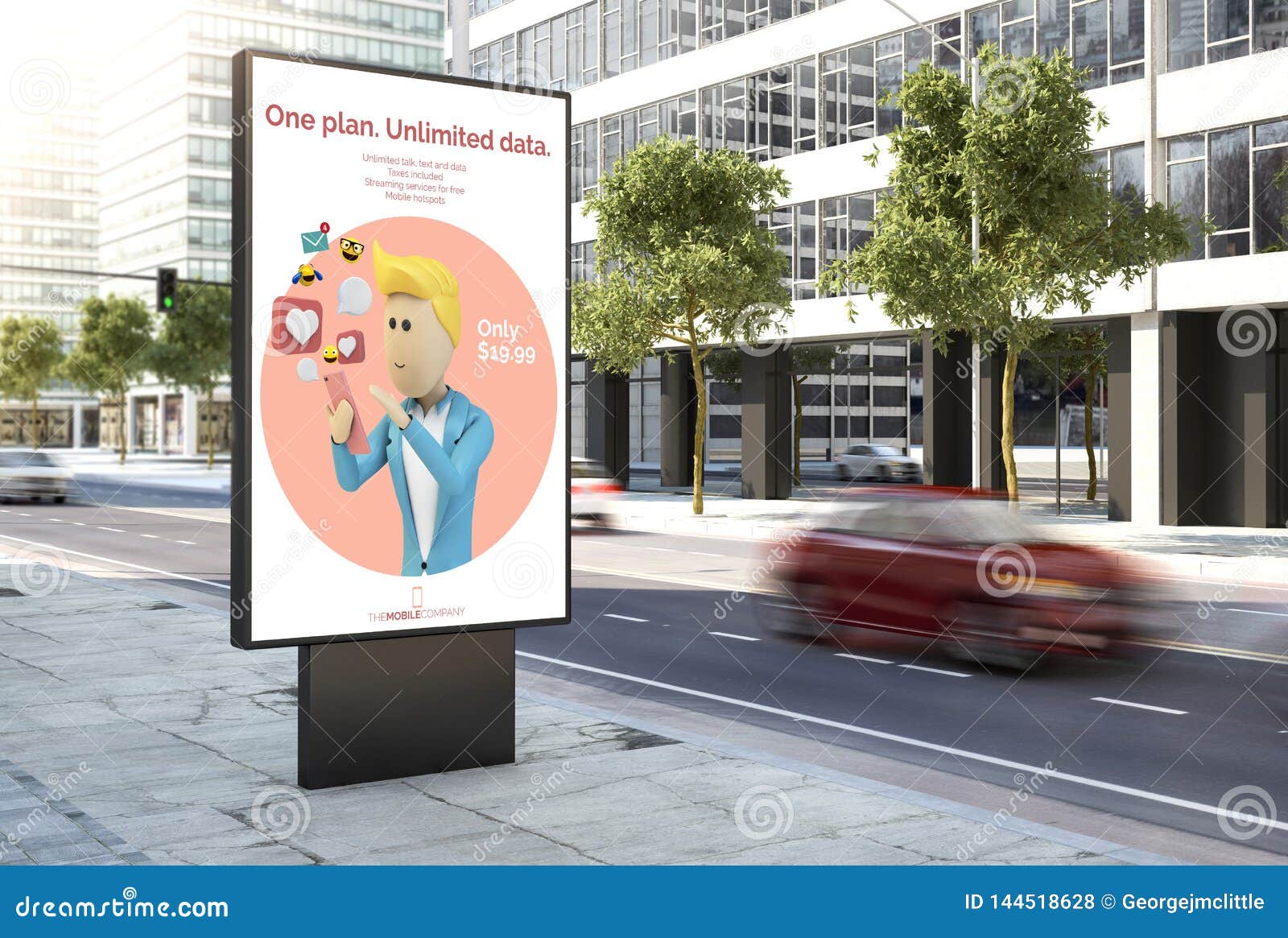 Mobile Plan Advertisement on the City Stock Illustration - Illustration ...