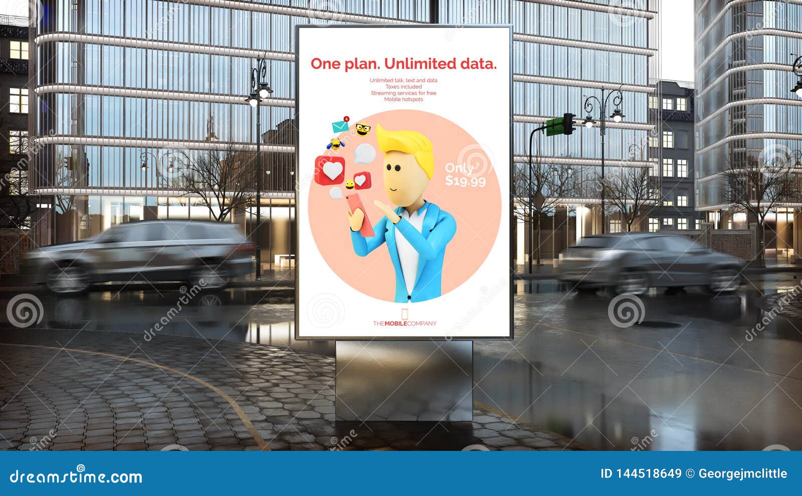 Mobile Plan Company Advertisement on Billboard on City Downtown Stock ...