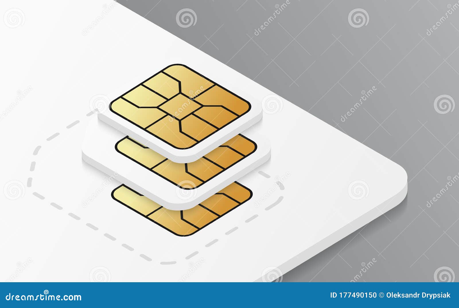 Mobile Plastic SIM Card Mockup. Standard, Micro and Nano Phone Cellular ...