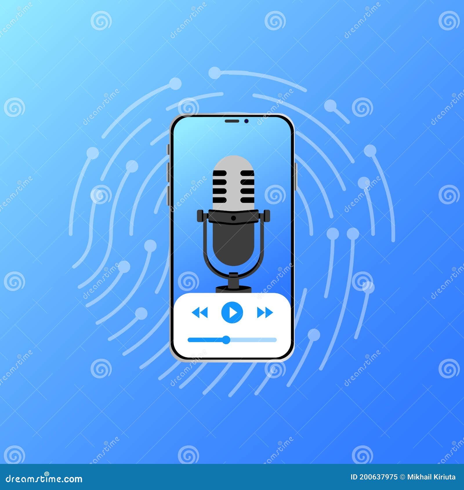 Mobile Podcast App Interface. Online Streaming. Audioblog. Recording ...