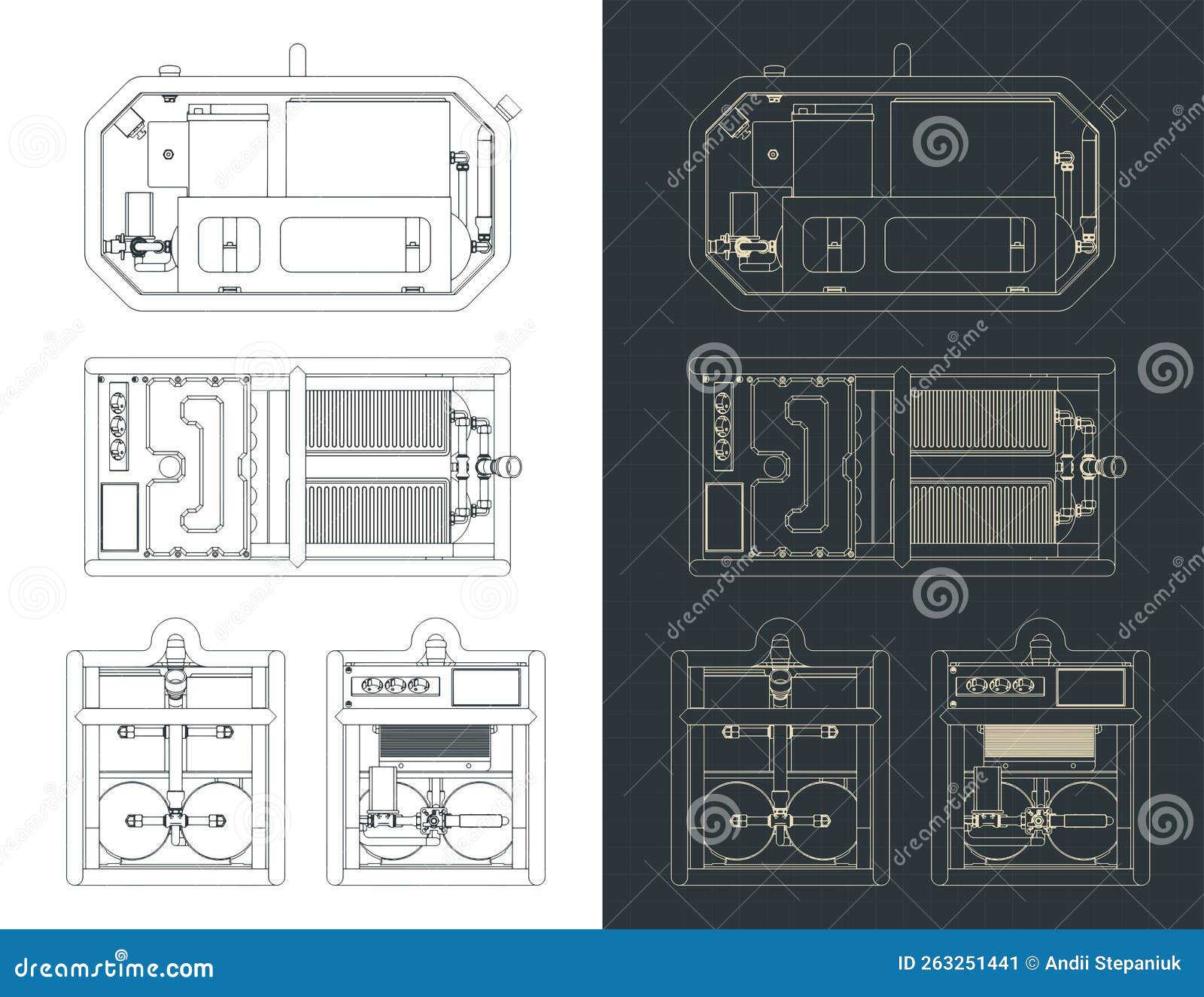 Mobile Power Generator Blueprints Stock Vector - Illustration of ...