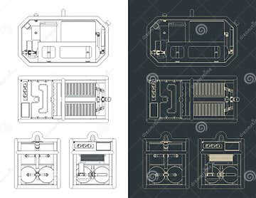 Mobile Power Generator Blueprints Stock Vector - Illustration of ...