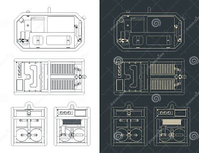 Mobile Power Generator Blueprints Stock Vector - Illustration of ...