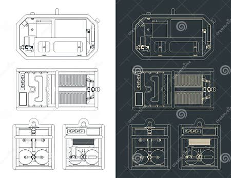 Mobile Power Generator Blueprints Stock Vector - Illustration of ...
