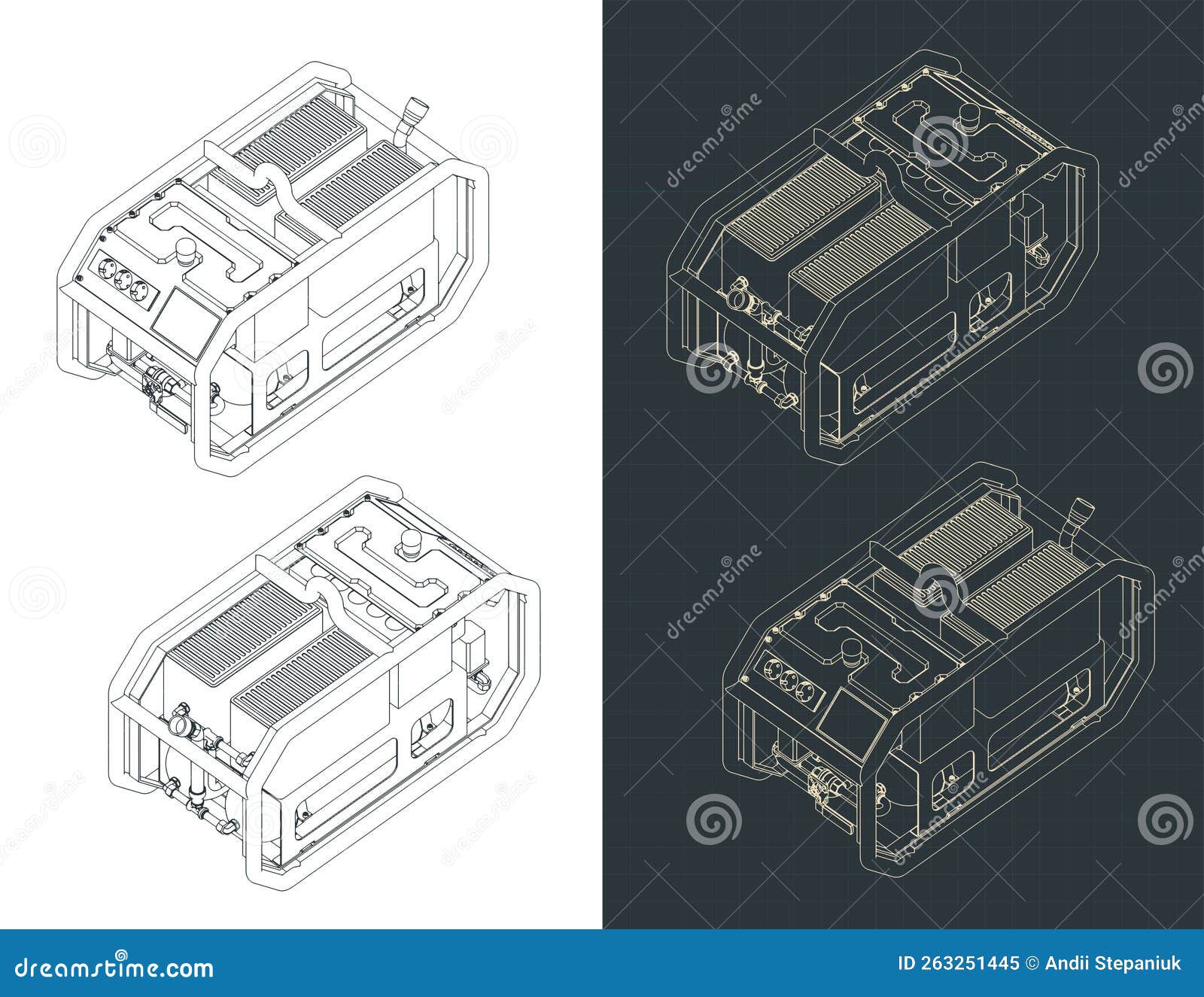 Mobile Power Generator Isometric Blueprints Stock Vector - Illustration ...