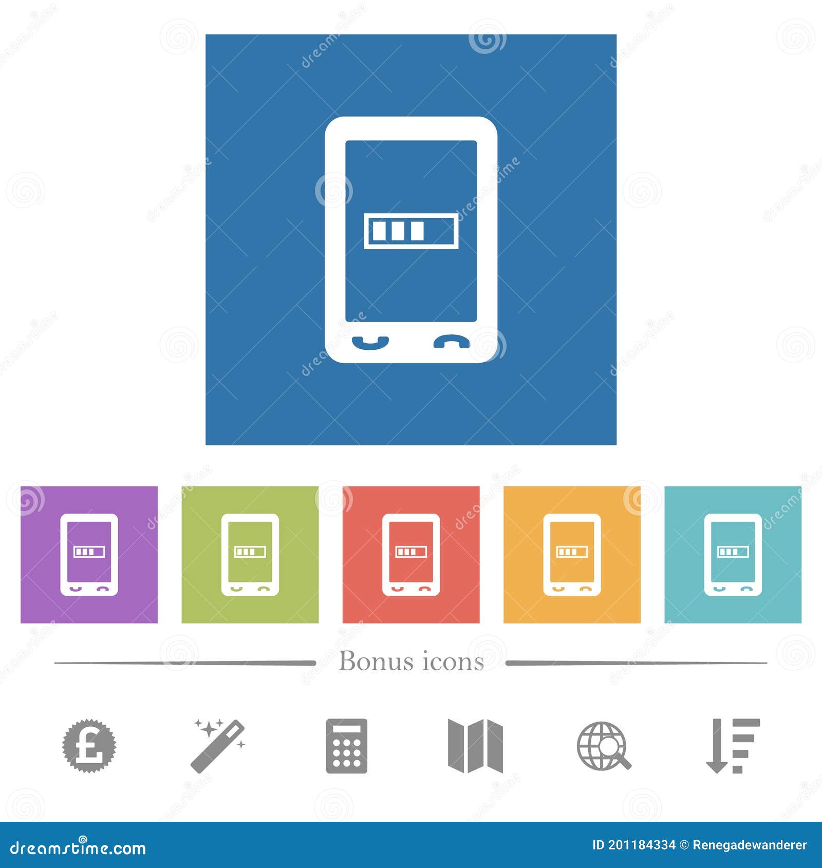 Mobile Processing Flat White Icons in Square Backgrounds Stock Vector ...