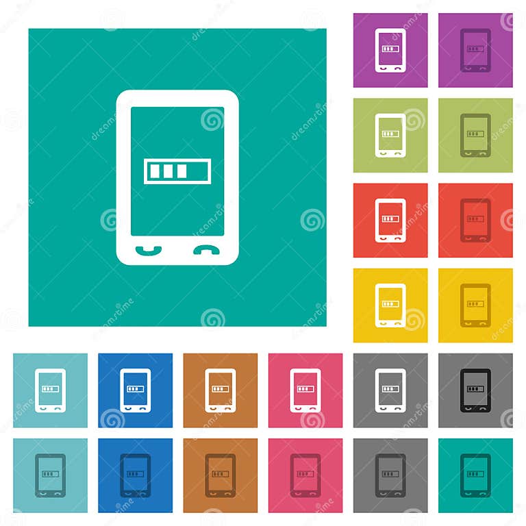 Mobile Processing Square Flat Multi Colored Icons Stock Vector ...