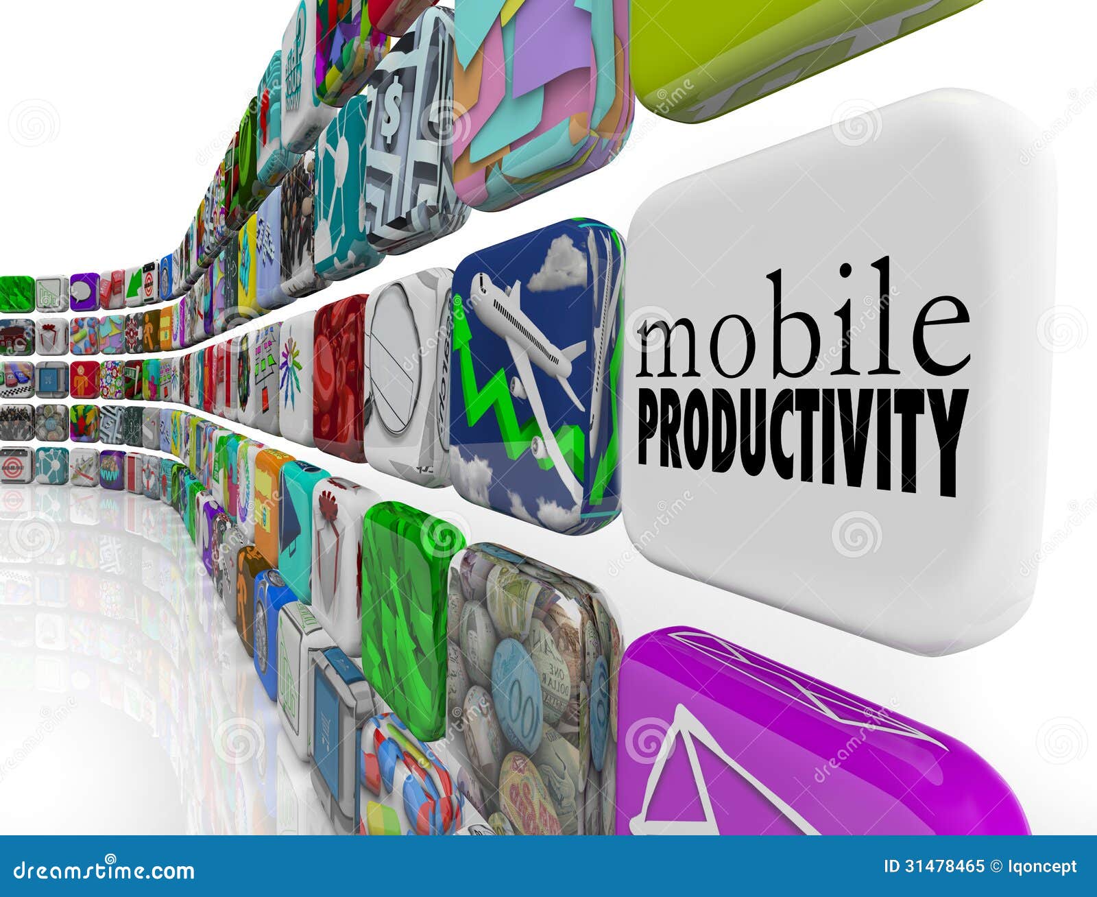 Mobile Productivity Apps Software Working Remotely on the Go Stock ...