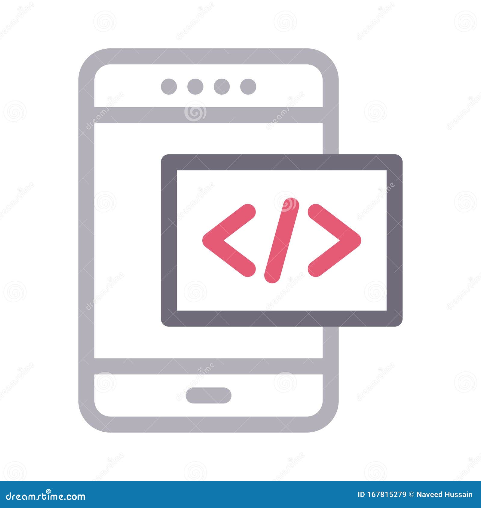 Mobile Programming Vector Color Line Icon Stock Illustration ...