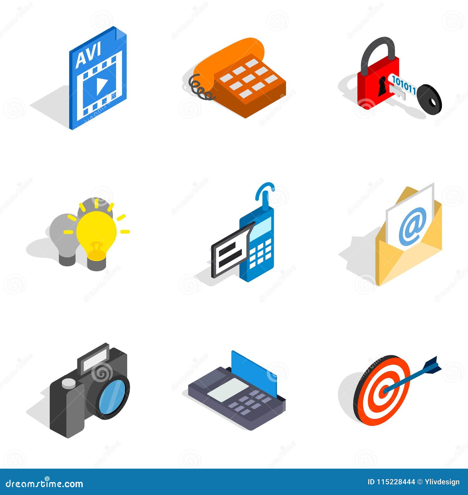 Mobile Progress Icons Set, Isometric Style Stock Vector - Illustration ...