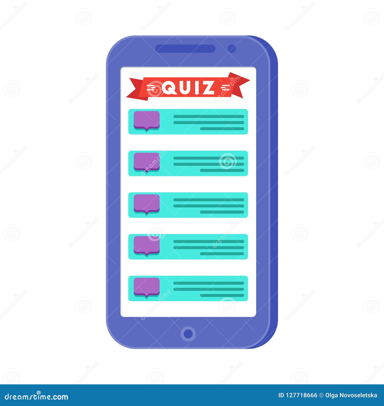 Mobile Quiz Application on the Smartphone Screen Stock Vector ...