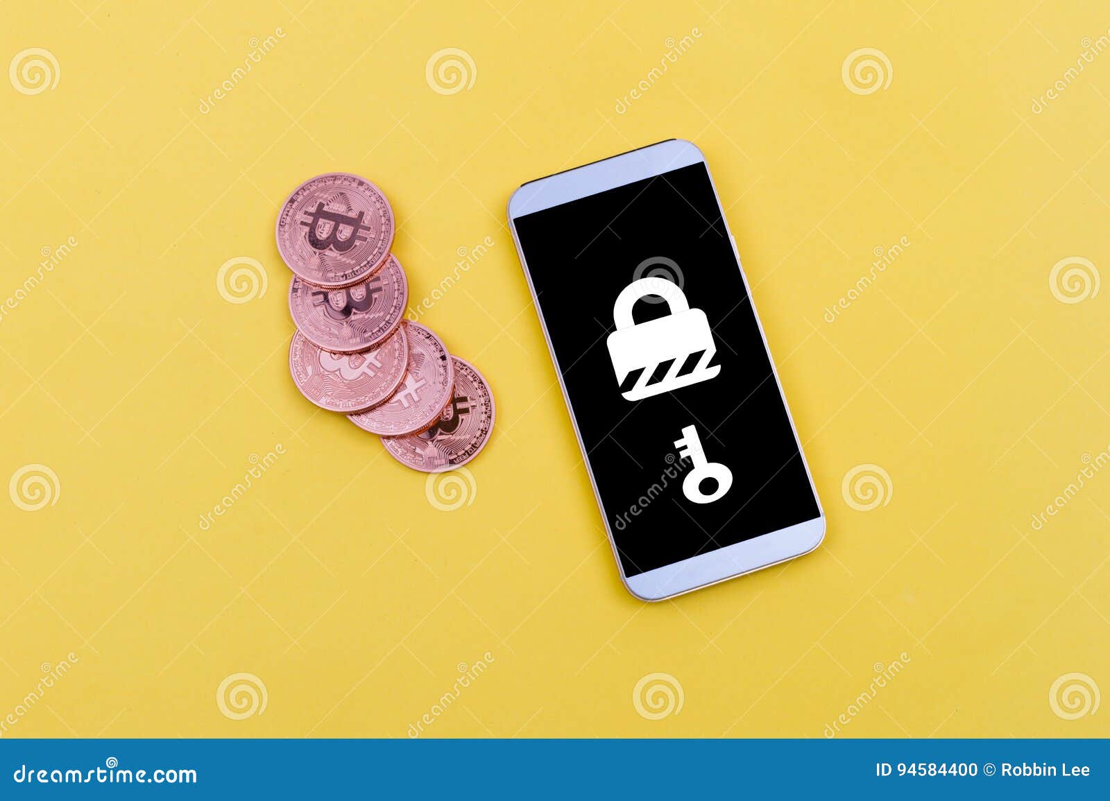 Mobile with Ransomware and Bitcoin Payment To Illustrate Online ...