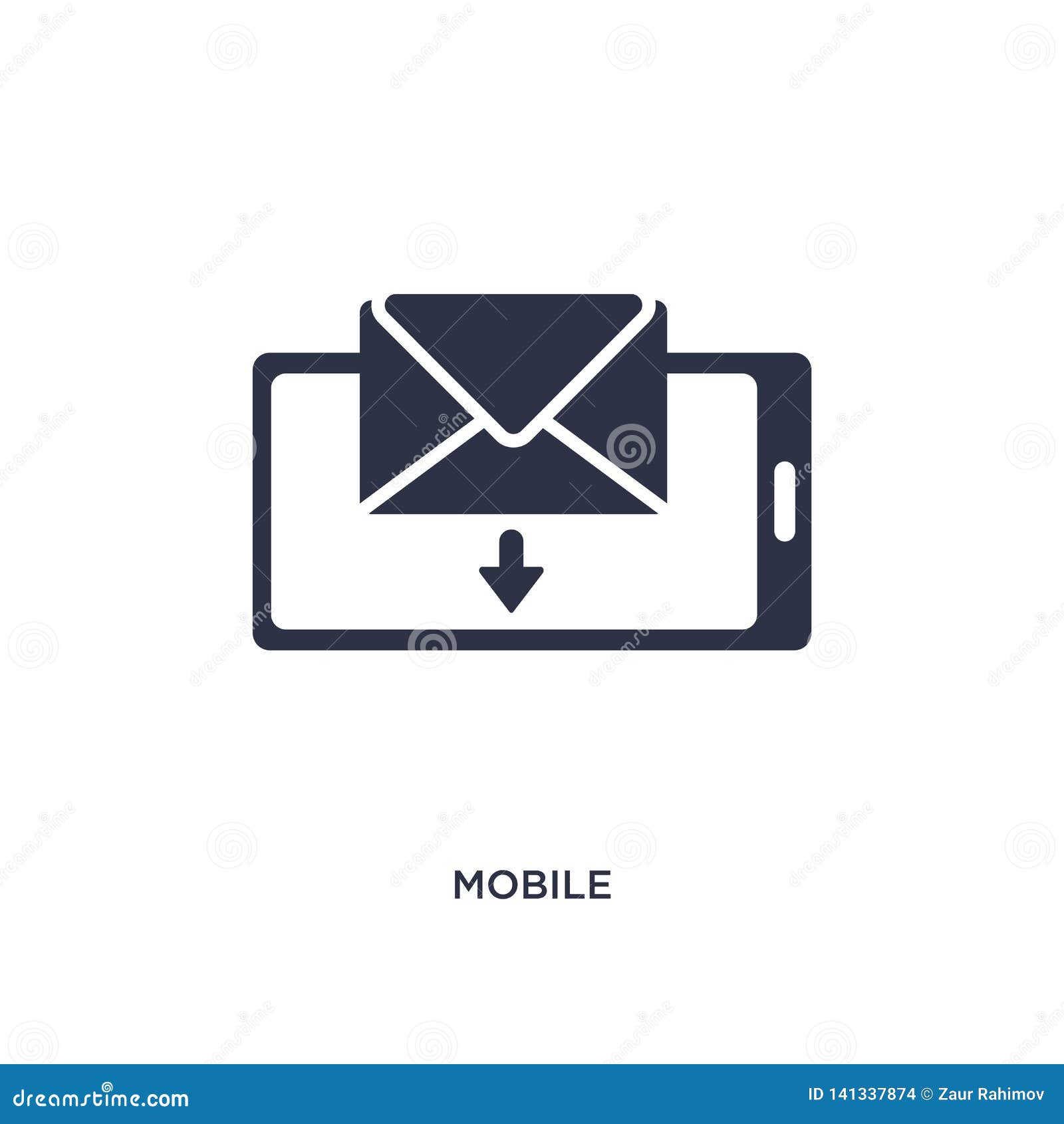 Mobile Receiving Email Icon On White Background. Simple Element ...