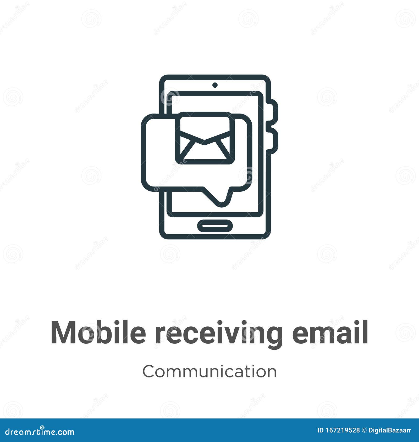 Mobile Receiving Email Icon On White Background. Simple Element ...