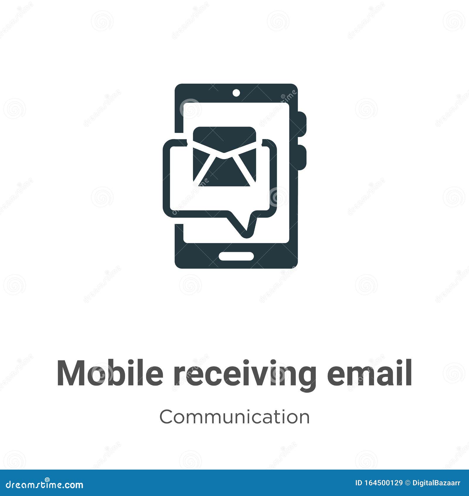 Mobile Receiving Email Vector Icon on White Background. Flat Vector ...