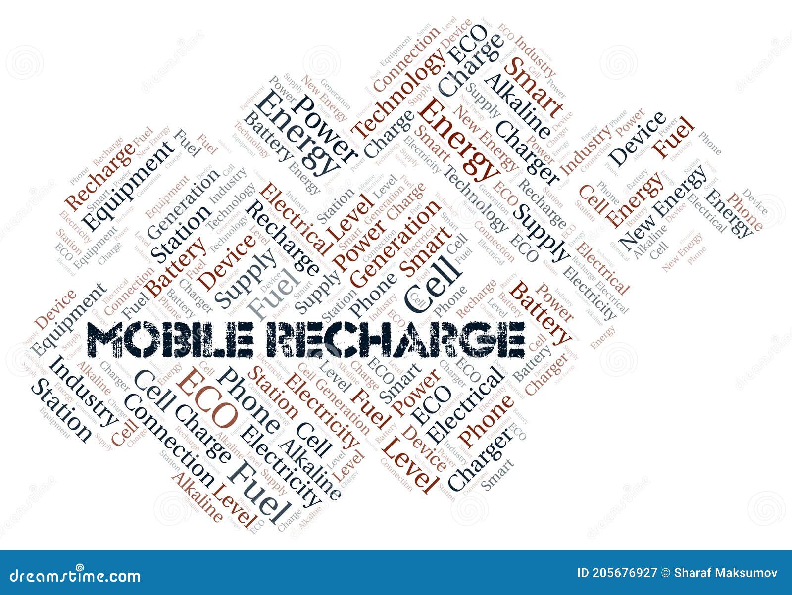 Mobile Recharge Typography Word Cloud Create with the Text only. Stock ...