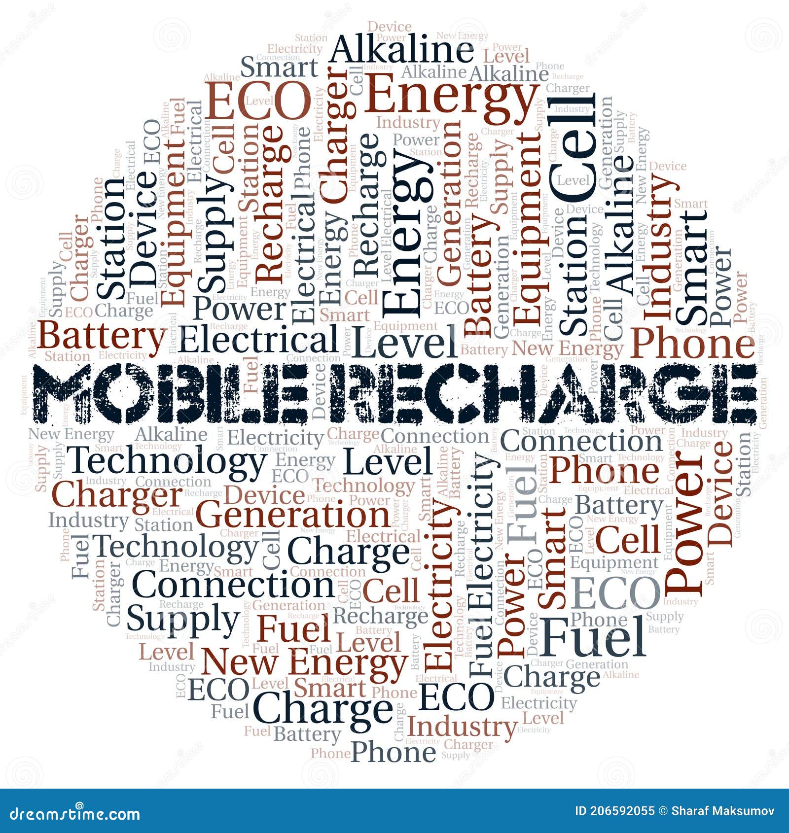 Mobile Recharge Typography Word Cloud Create with the Text only. Stock ...