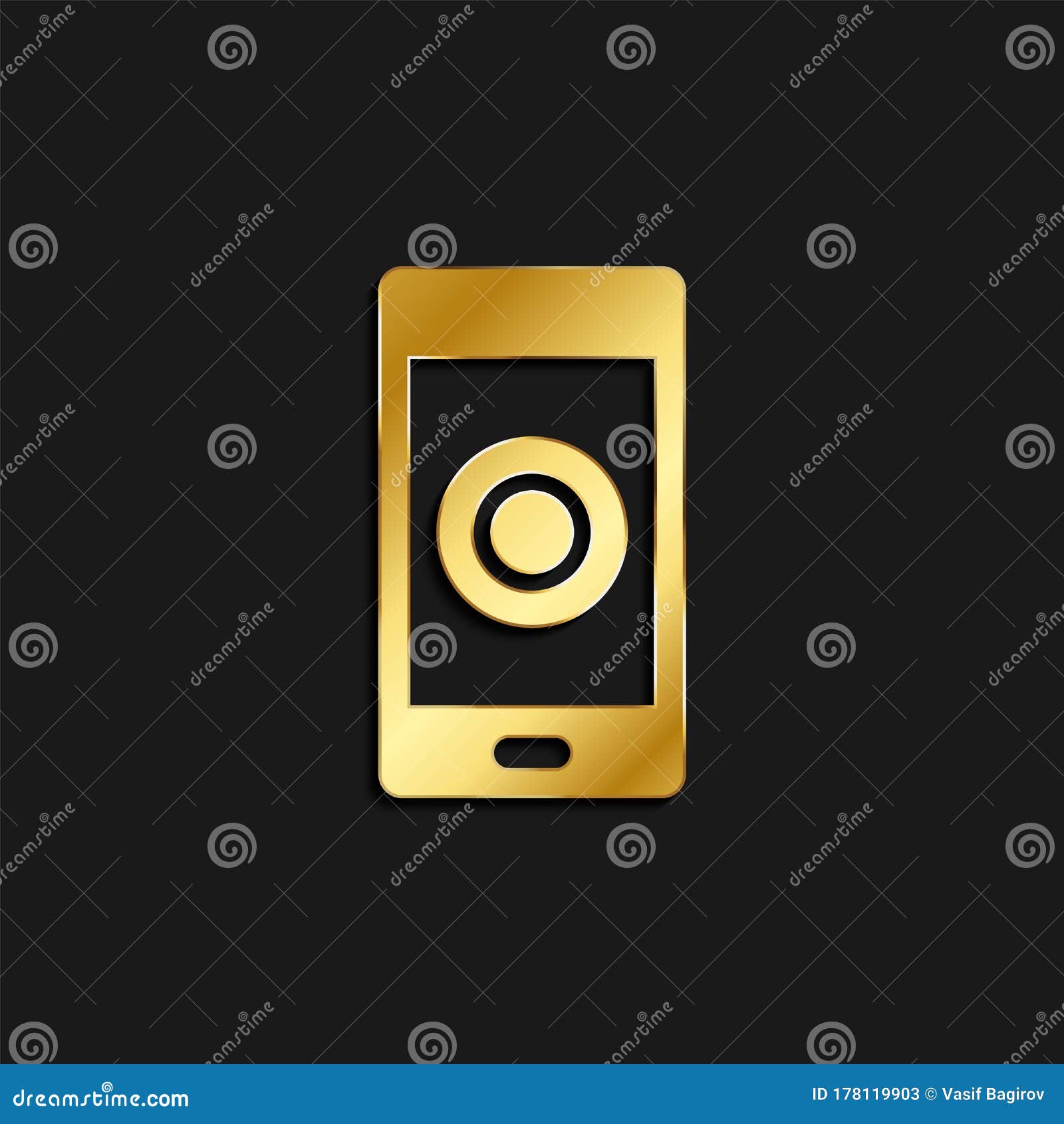 Mobile, Record Gold Icon. Vector Illustration of Golden Style Stock ...