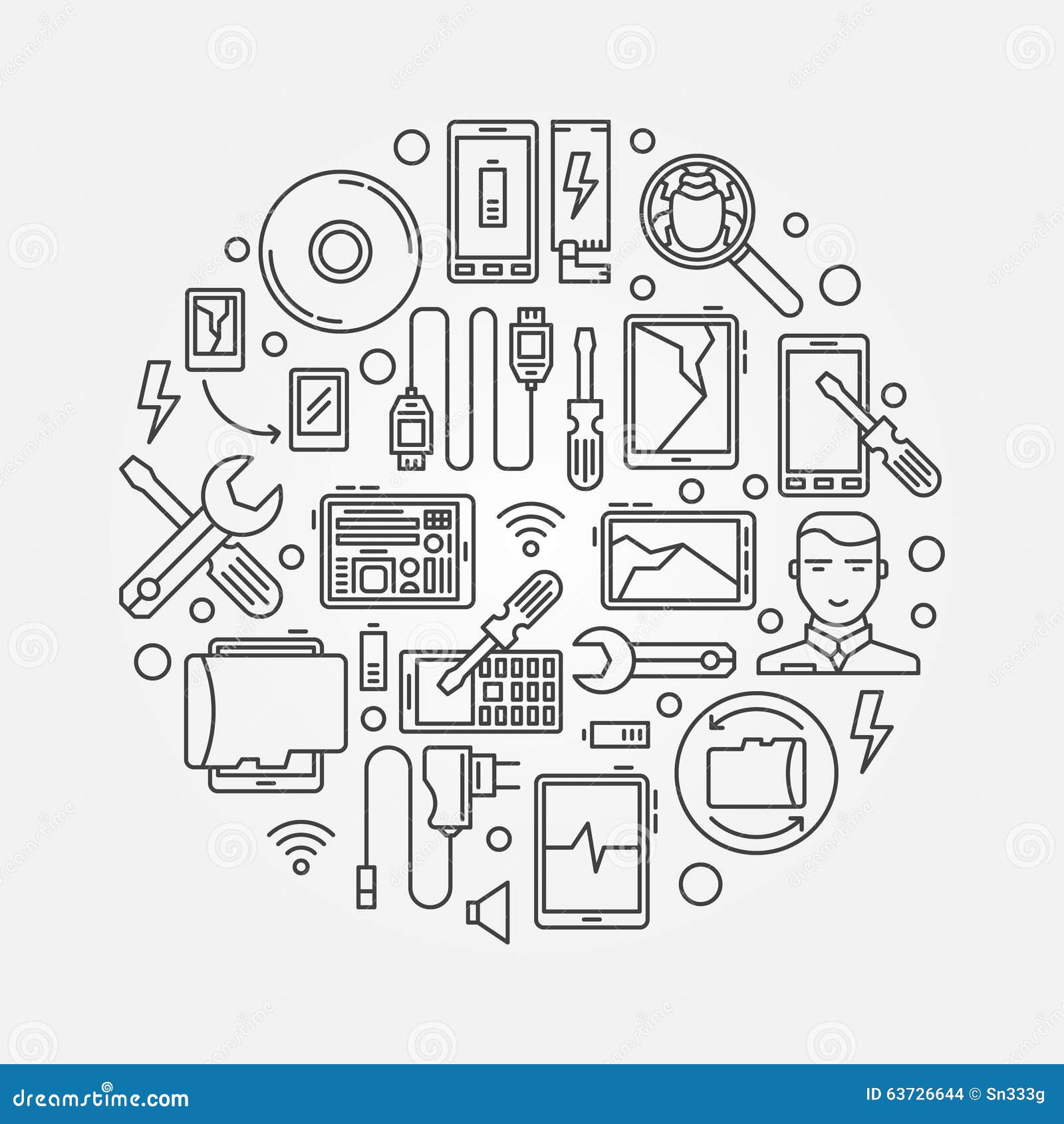 Mobile repair illustration stock vector. Illustration of data - 63726644