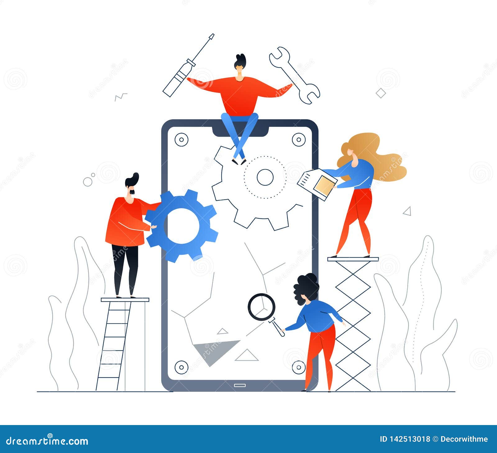 Mobile Repair Service - Flat Design Style Colorful Illustration Stock ...