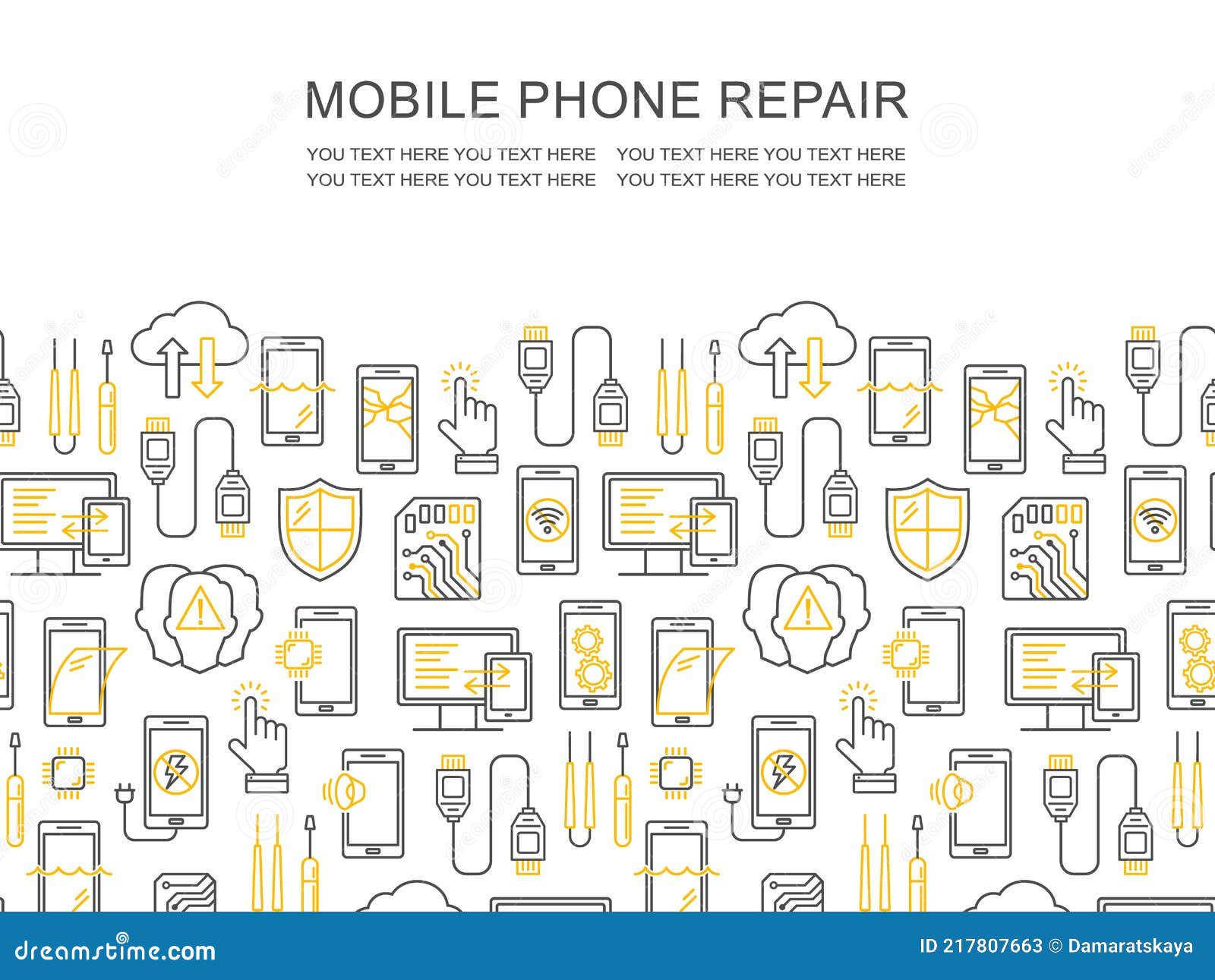 Mobile Repair Service, Phone Fix Pattern with Place for Text ...
