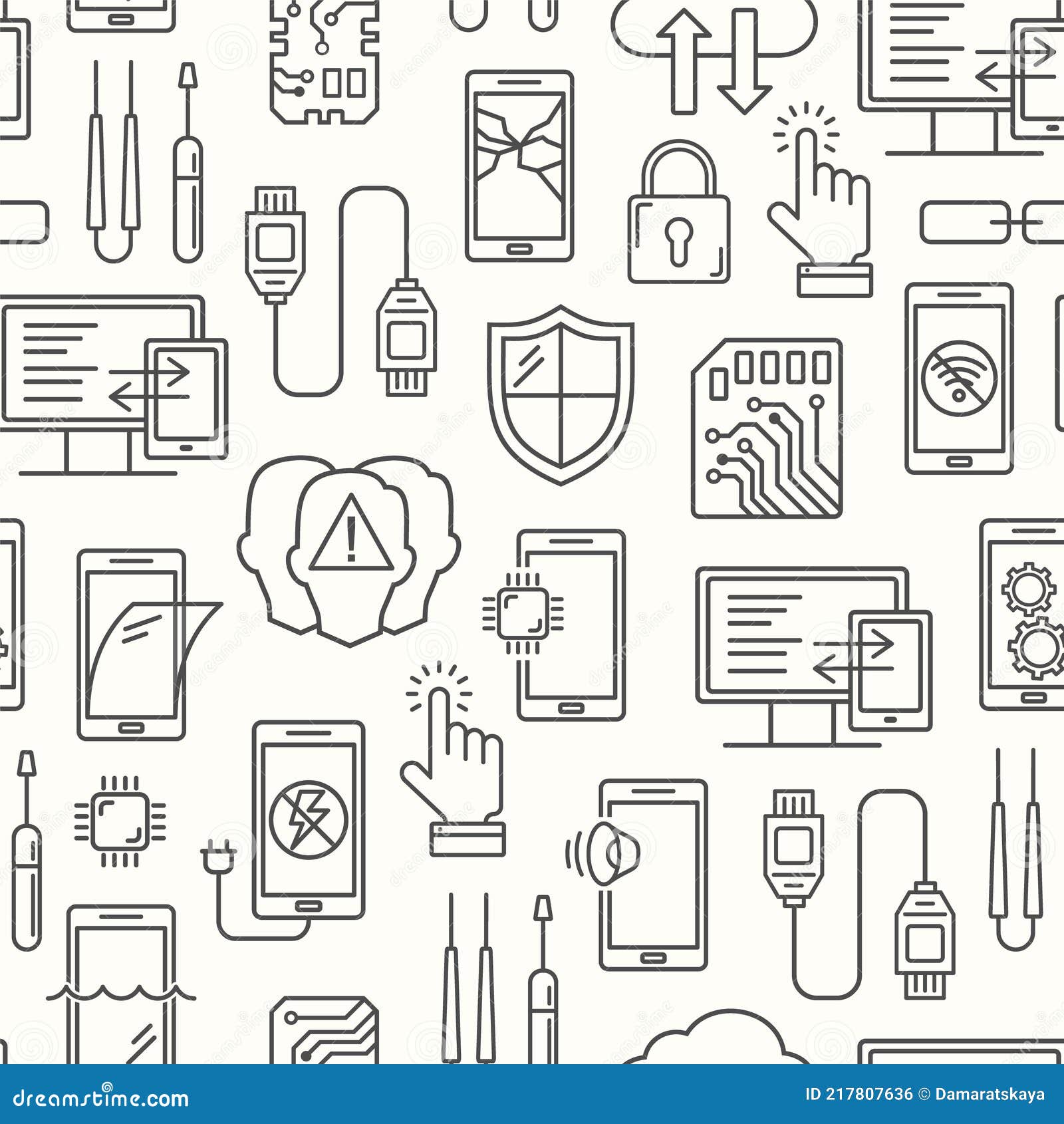 Mobile Repair Service, Phone Fix Seamless Pattern. Smartphone Common ...